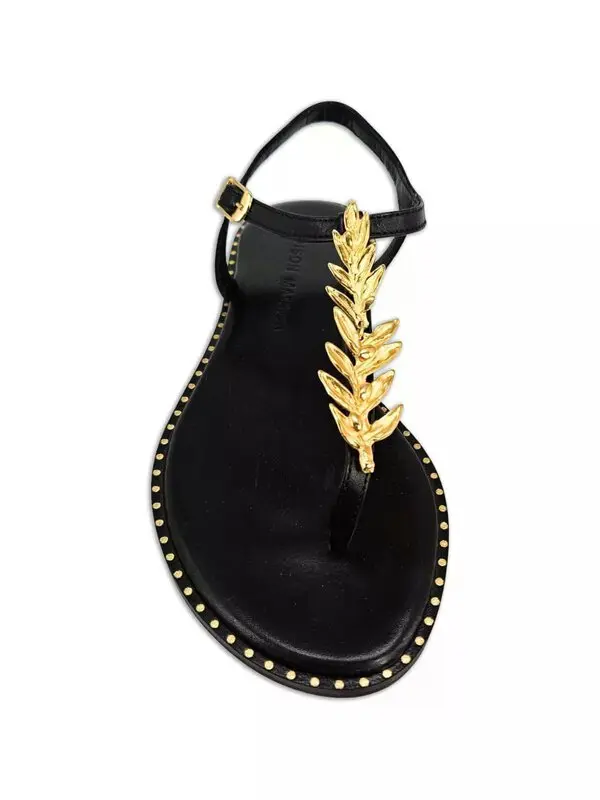 MADISON MAISON Leaf-embellished Thong Sandals - Black