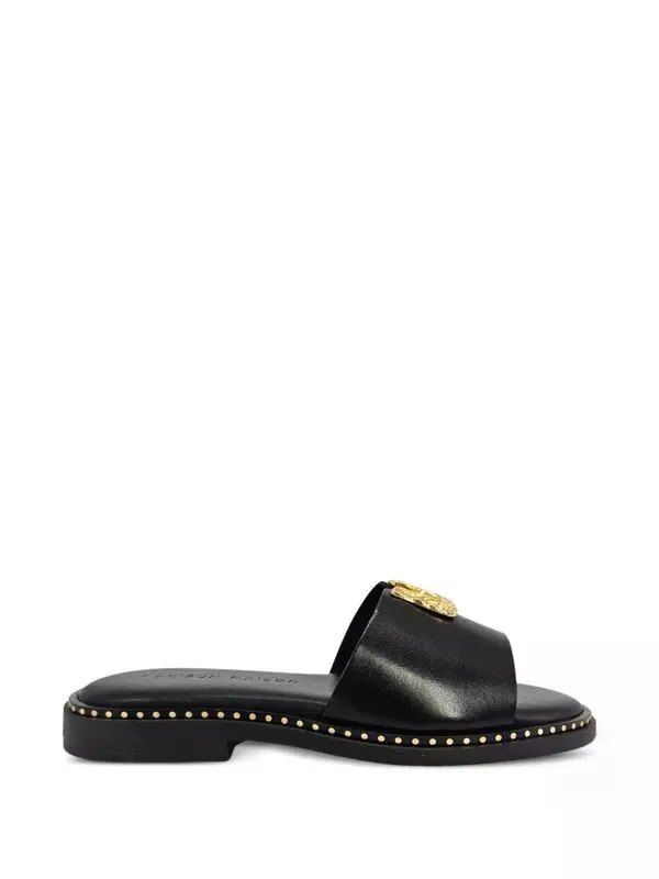 MADISON.MAISON Hammered-hardware Leather Sandals - Black