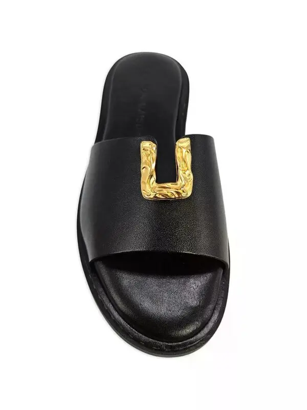 MADISON MAISON Hammered-hardware Leather Sandals - Black
