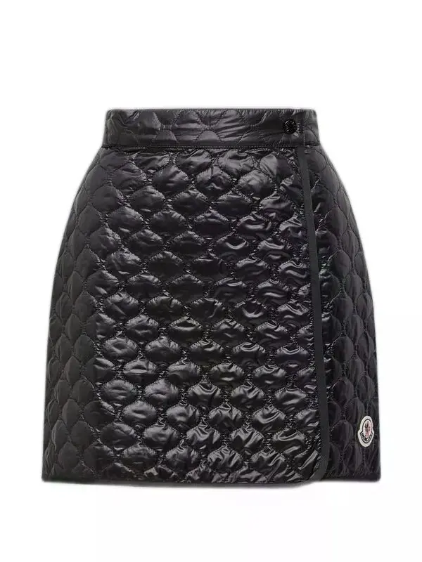 Moncler Quilted Mini Skirt With Logo Detail - Black