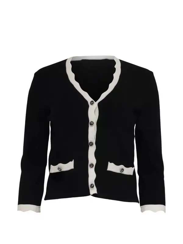 Maje Scalloped Trim Cardigan - Black