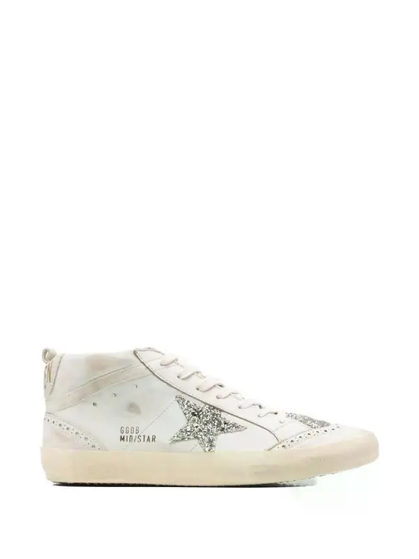 GOLDEN GOOSE Mid-star Glitter-detail Sneakers - Neutrals