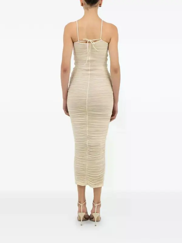 MAYGEL CORONEL Muralla Flower-detail Ruched Dress - Neutrals