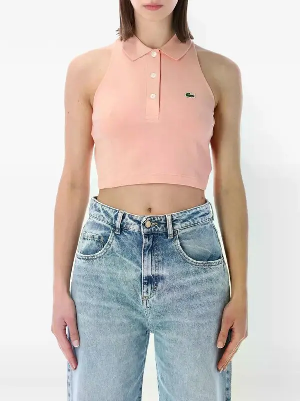 Lacoste Sleeveless Cropped Polo Shirt - Pink