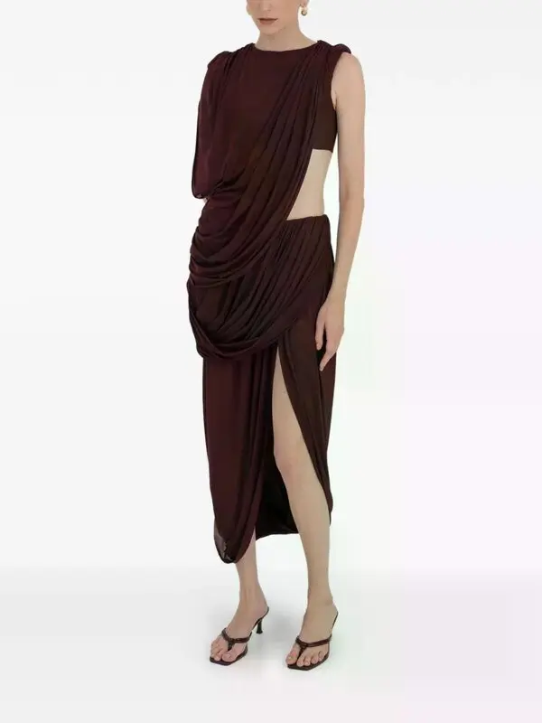 MAYGEL CORONEL Guerrero Draped Asymmetric Dress - Brown