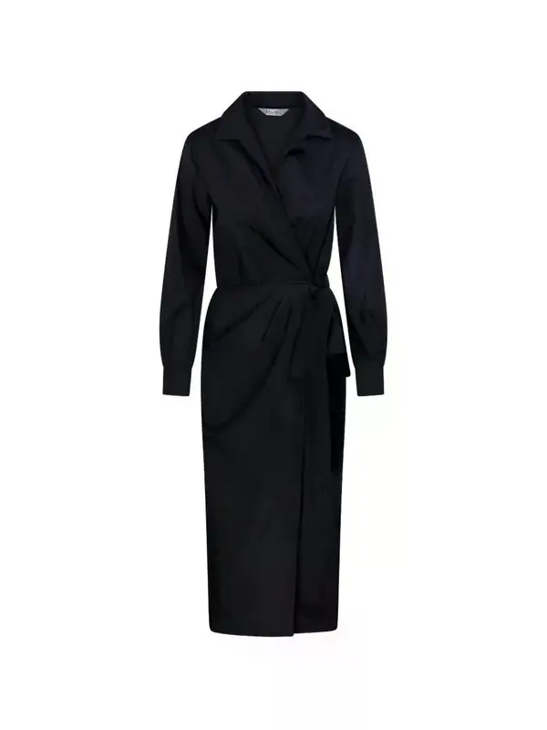 Max Mara Long-sleeve Midi Wrap Dress - Black