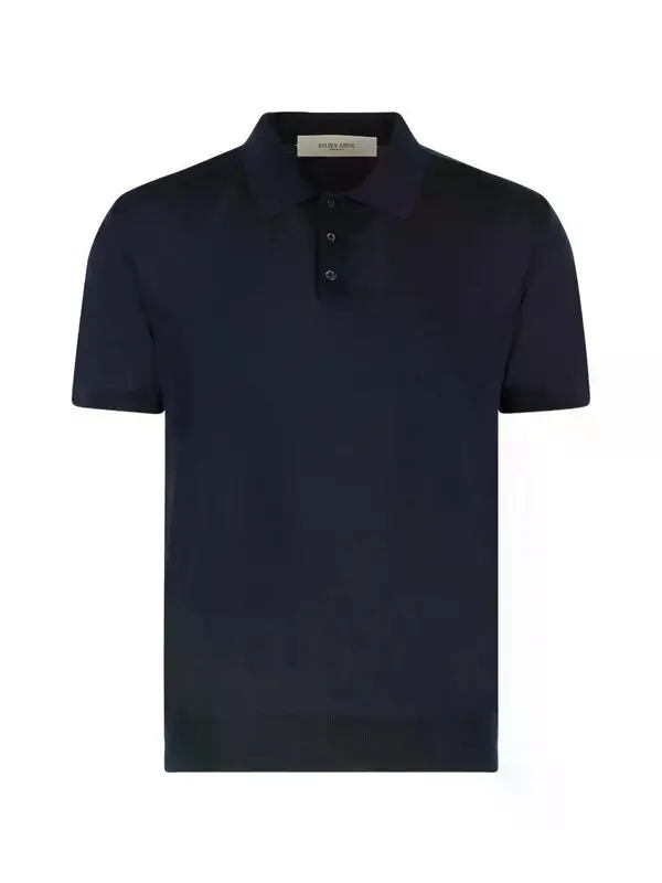 GOLDEN GOOSE Giotto Knitted Polo Shirt - Blue