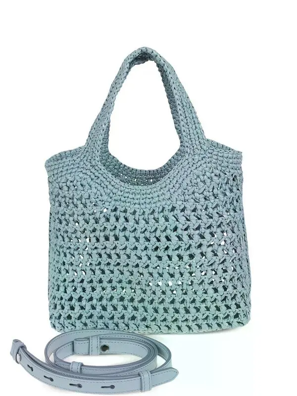 TOD'S Crochet-knit Logo-patch Tote Bag - Blue