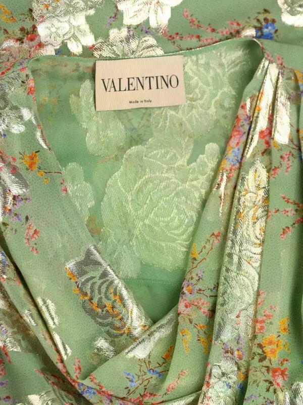 Valentino Garavani Floral-brocade Draped Tunic Top