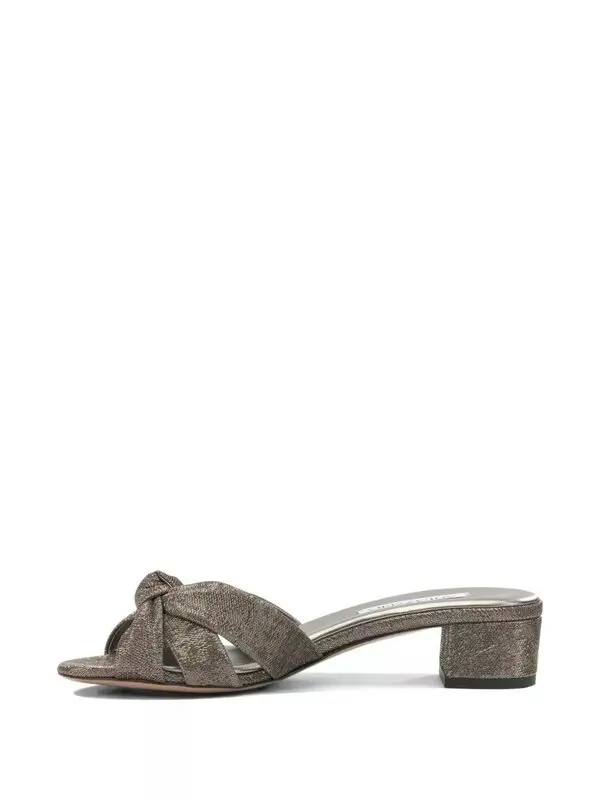 AQUAZZURA Knot-detail Laminated Mules - Grey