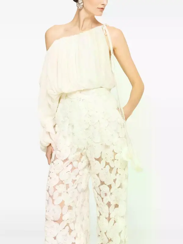 NISSA Floral-embroidery Wide-leg Trousers