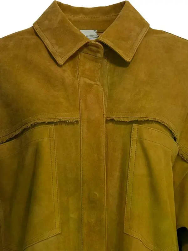 FURLING BY GIANI Fringed Suede Jacket - Yellow