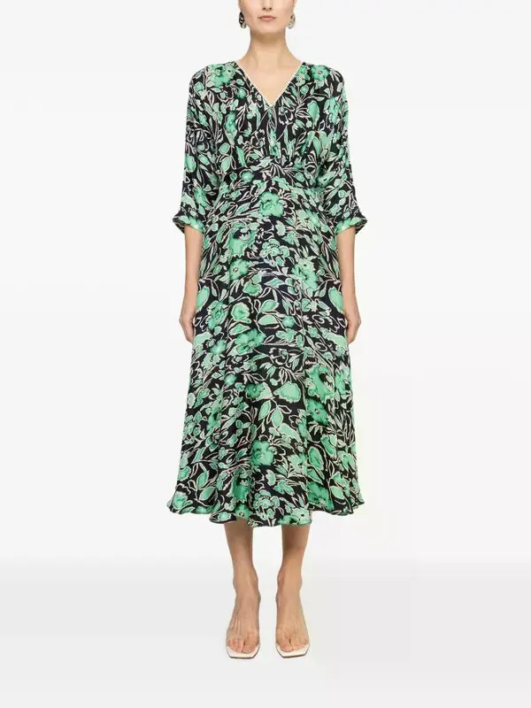 NISSA Floral-print V-neck Midi Dress