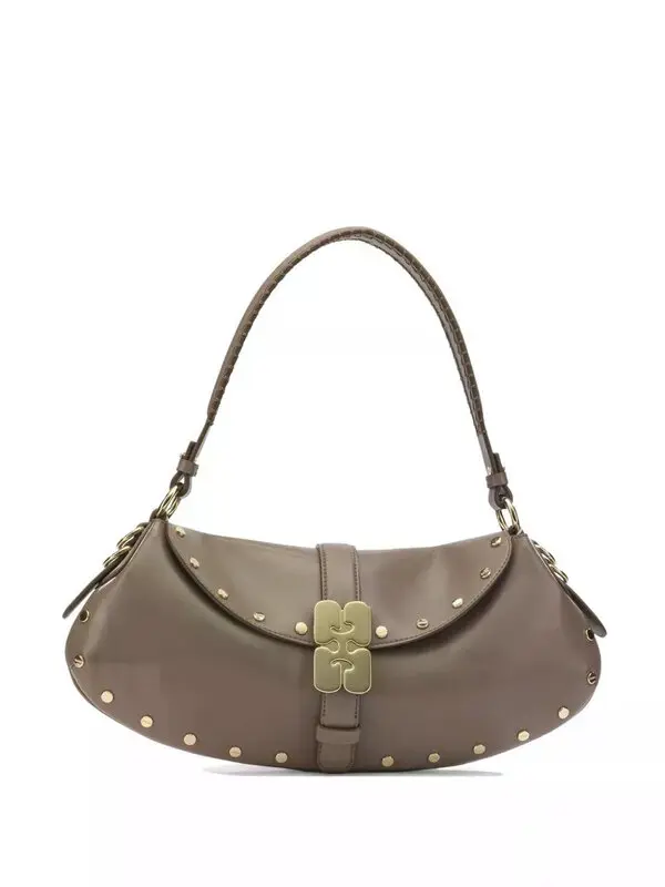GANNI Studded Shoulder Bag - Brown