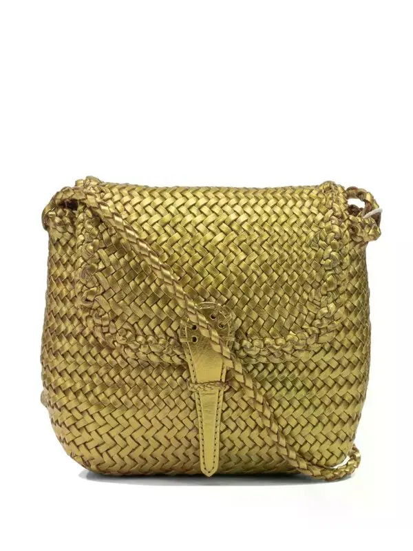 Dragon Diffusion Mini City Woven Leather Shoulder Bag - Gold