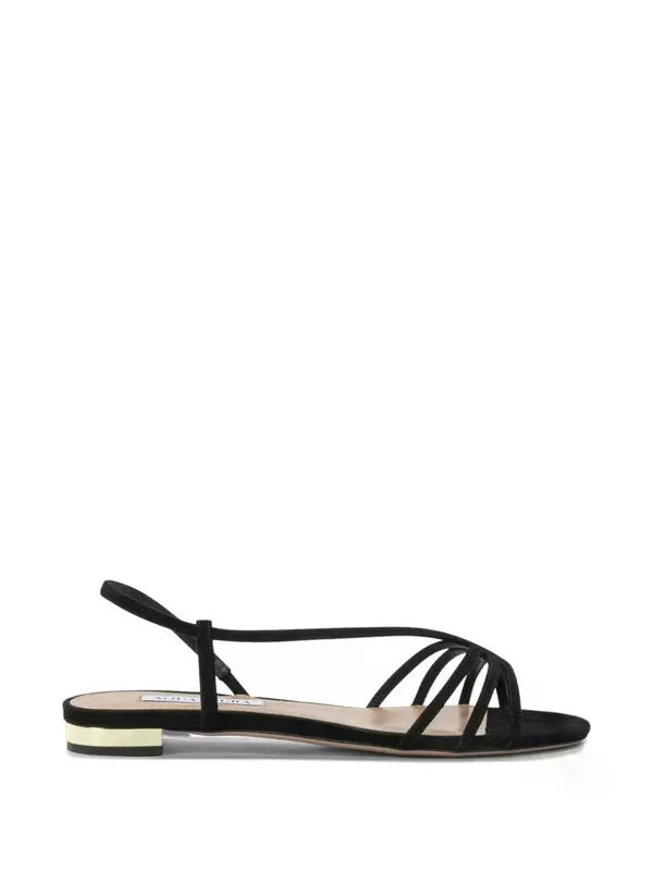 AQUAZZURA Talk To Me Strappy Suede Sandals - Black