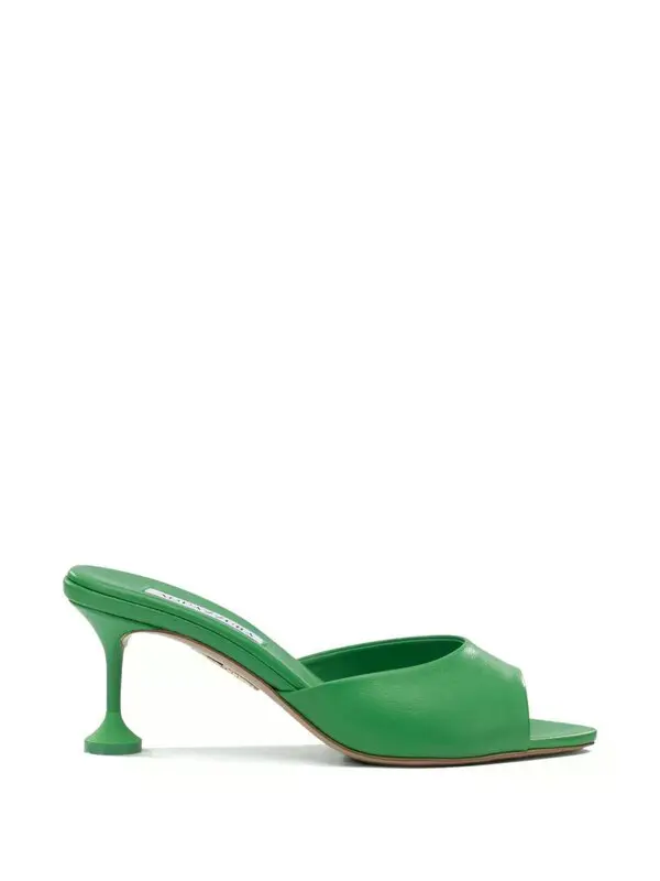 AQUAZZURA Bisous Leather Mules - Green