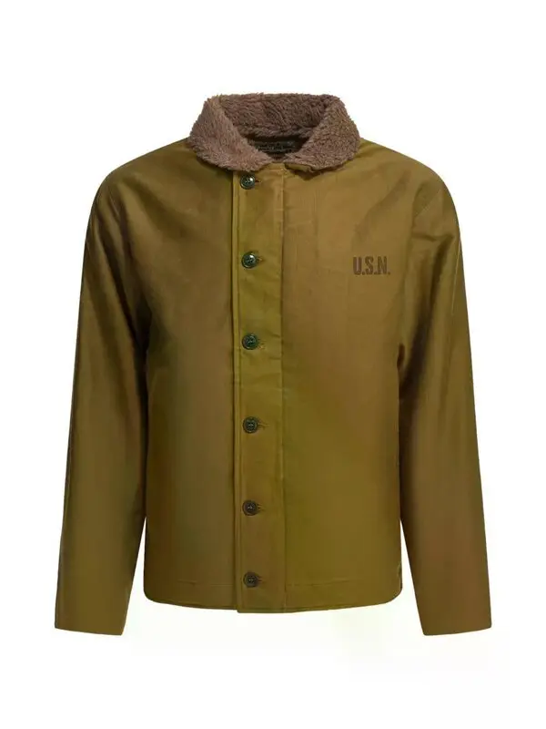 BUZZ RICKSON'S N-1 Shearling-collar Button-up Coat - Green