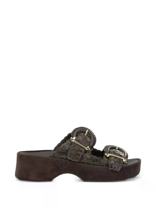 TONI PONS Leather Buckle-fastening Platform Sandals - Brown