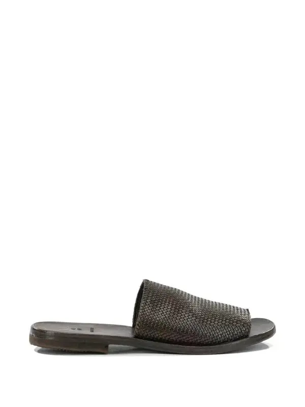 Moma Woven Leather Flat Sandals - Brown