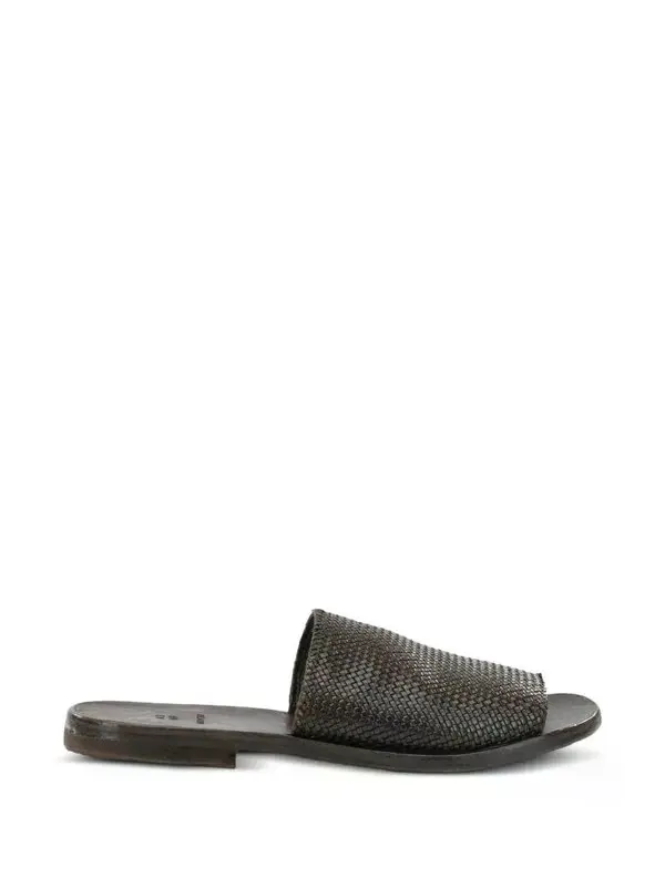 Moma Woven Leather Flat Sandals - Brown