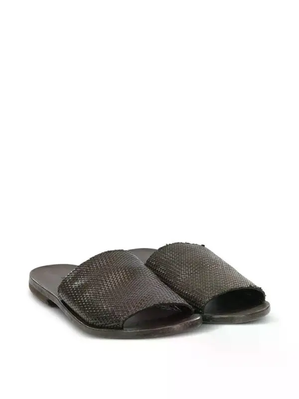 Moma Woven Leather Flat Sandals - Brown