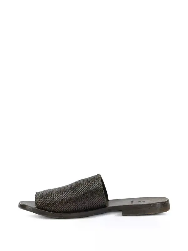 Moma Woven Leather Flat Sandals - Brown