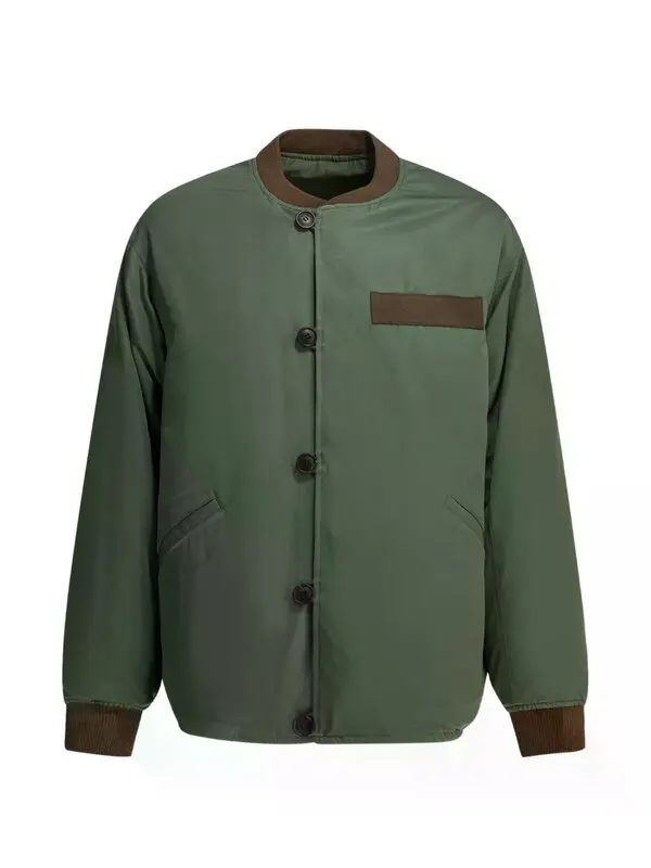 Visvim Contrast-trim Button-up Bomber Jacket - Green