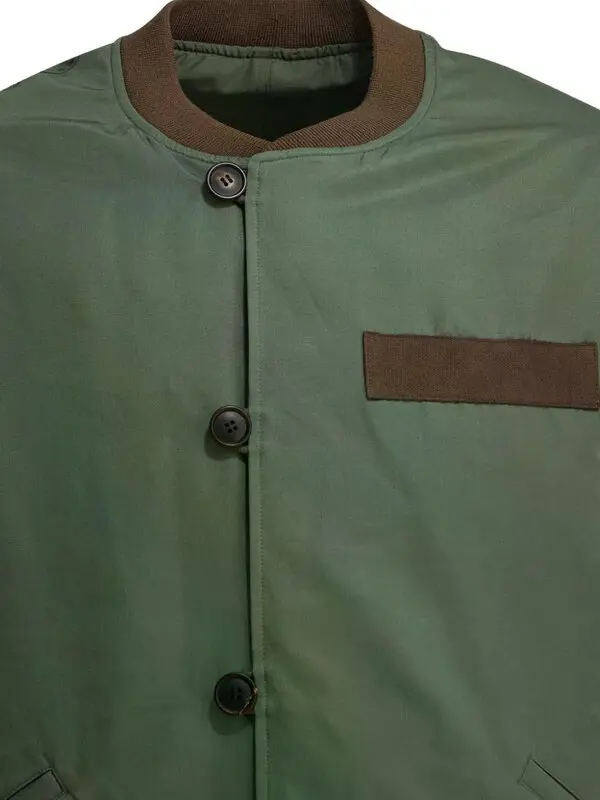 Visvim Contrast-trim Button-up Bomber Jacket - Green