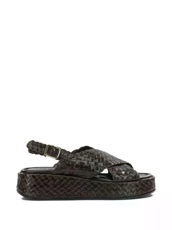 TONI PONS Woven Crossover-strap Platform Sandals - Brown