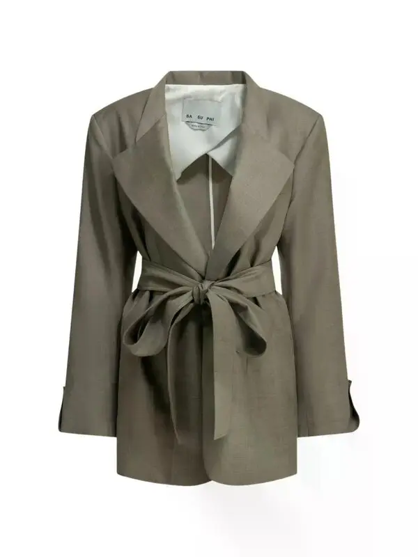 SA SU PHI Belted Double-breasted Coat - Grey
