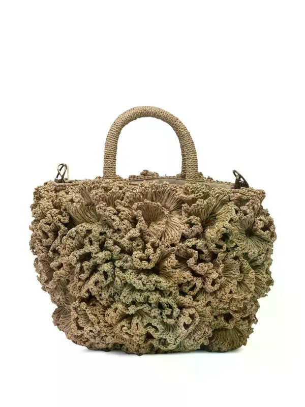 IBELIV Tote Bag With Ruffled Texture - Neutrals