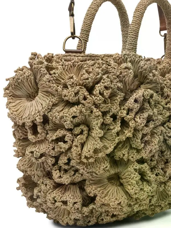IBELIV Tote Bag With Ruffled Texture - Neutrals
