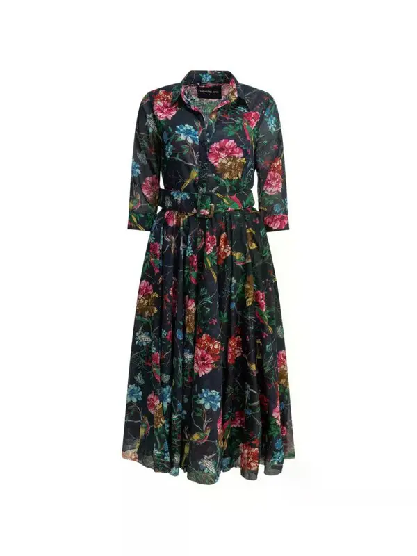 Samantha Sung Floral-print Belted Dress - Blue