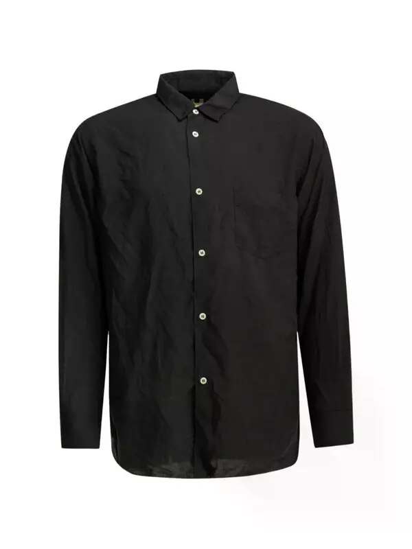 Comme Des Garçons Crinkled-effect Chest-pocket Shirt - Black