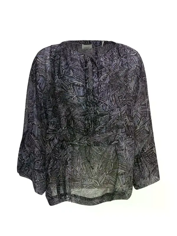 Isabel Marant Tekia Abstract-print Ruffled Shirt - Black