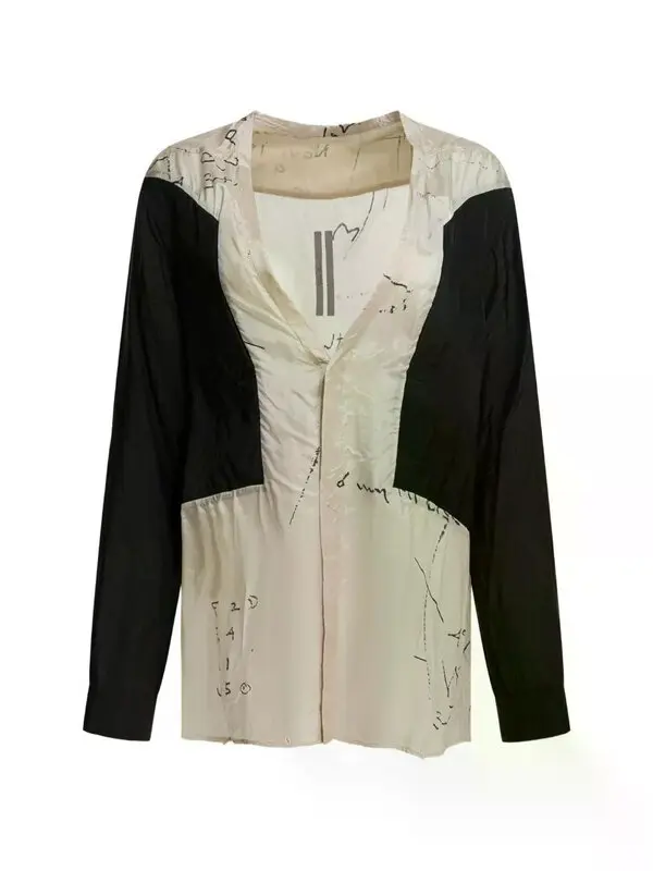 Rick Owens Graphic-print Panelled Shirt - Neutrals