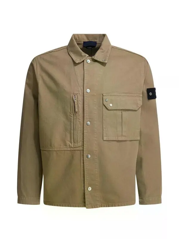 Stone Island Logo-patch Multi-pocket Denim Jacket - Neutrals