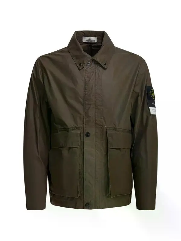Stone Island Flap-pocket Waxed Shirt Jacket - Brown