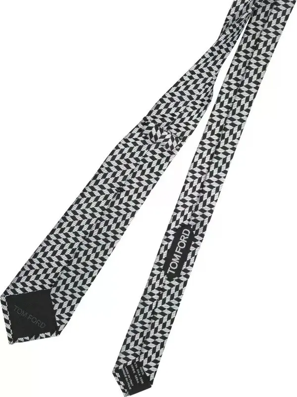 TOM FORD Geometric-print Silk Tie - Black