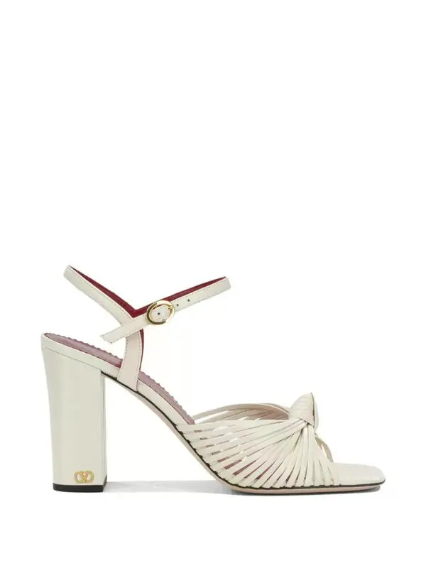 Valentino Garavani Annet Knot-detail Leather Sandals - Neutrals