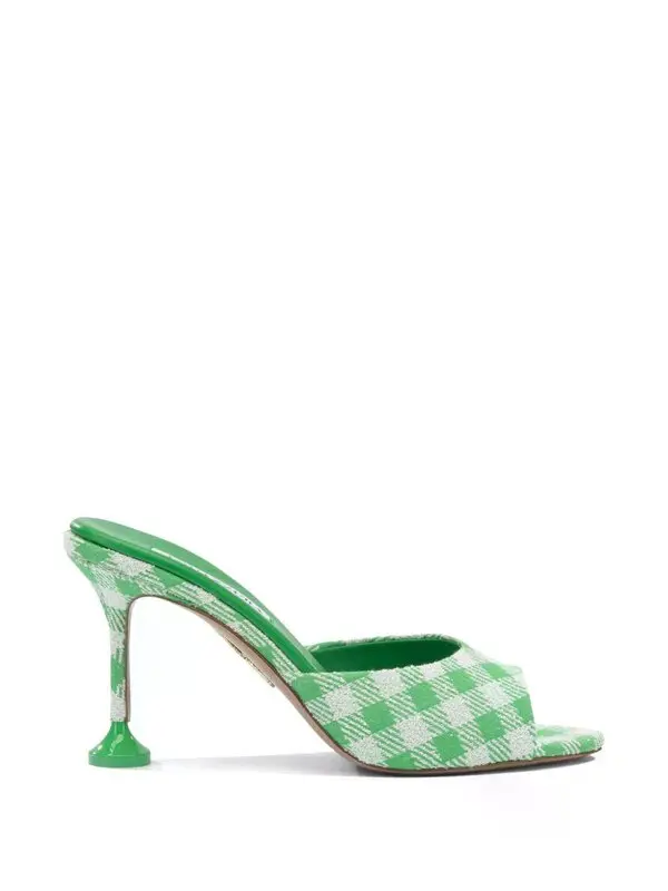 AQUAZZURA Check-pattern Open-toe Mules - Green