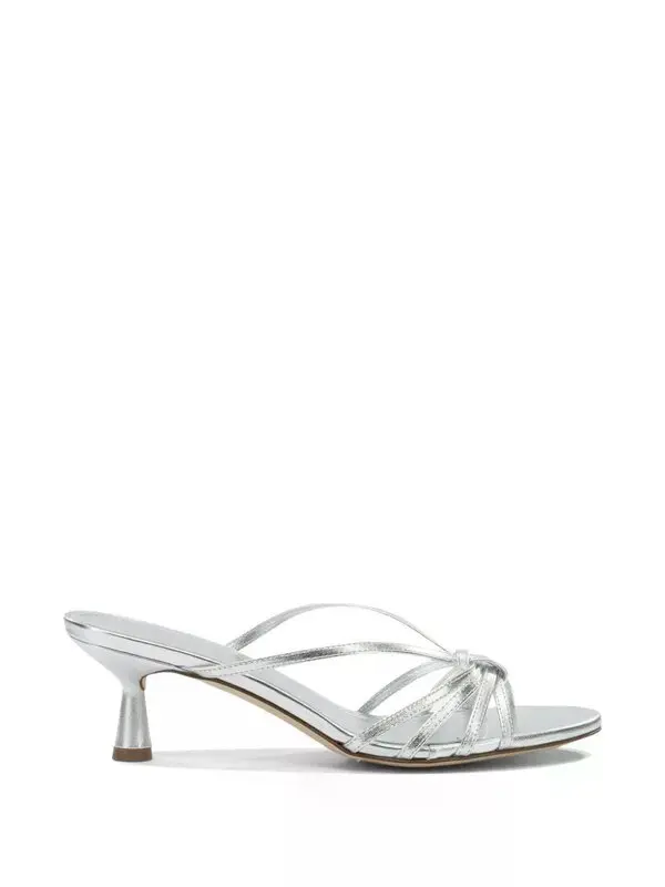 AeydĒ Abby Laminated Leather Sandals - Silver