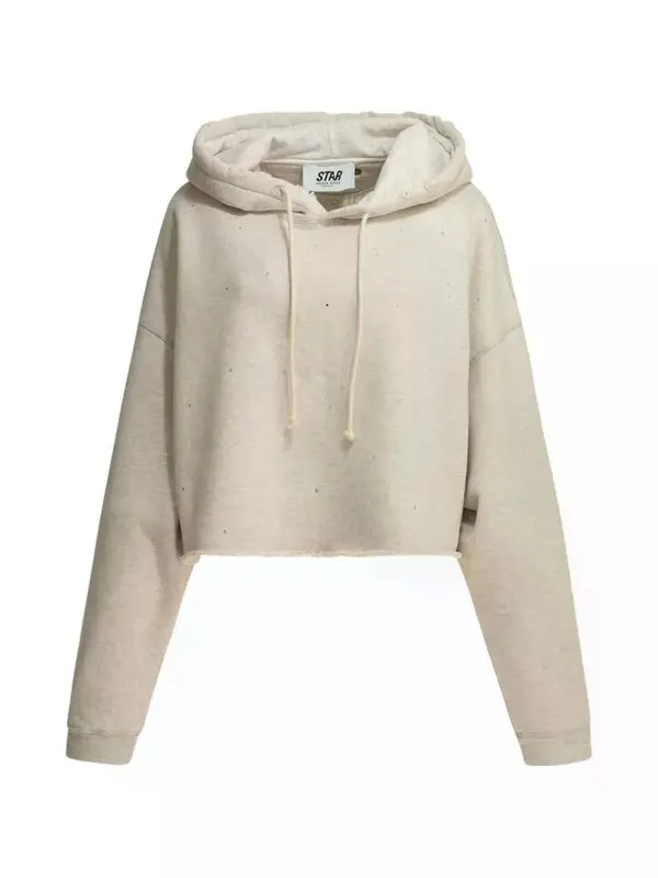 GOLDEN GOOSE Crystal-embellished Distressed Hoodie - Neutrals