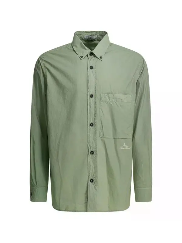 Stone Island Logo-embroidered Button-down Shirt - Green