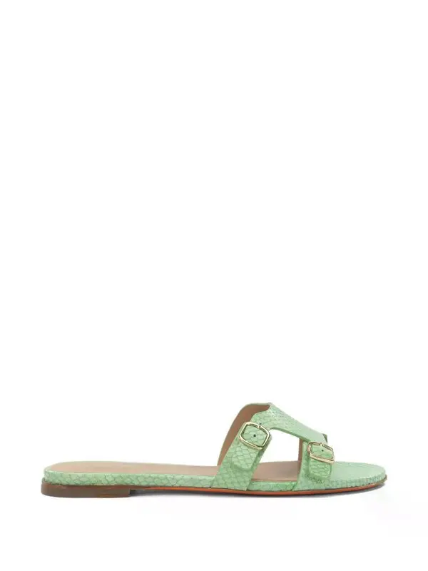 Santoni Snakeskin-effect Buckle-fastening Sandals - Green
