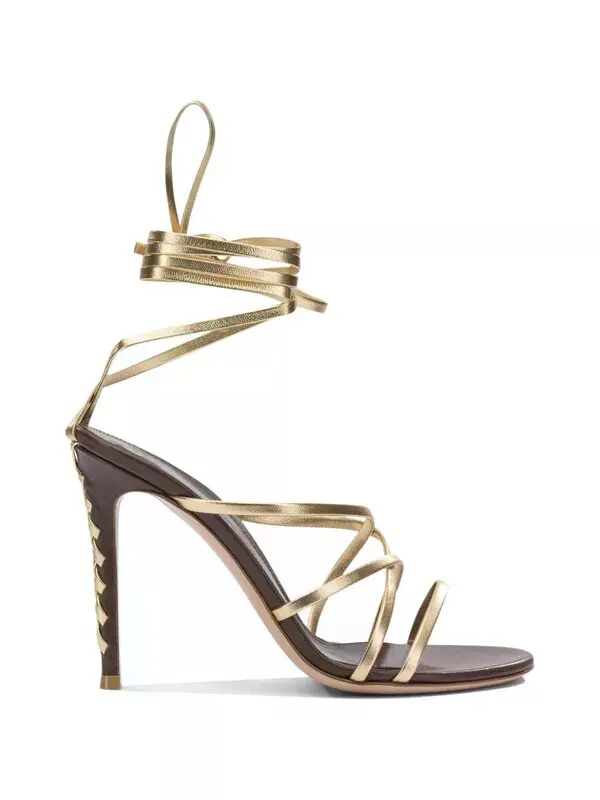 GIANVITO ROSSI Lace-up Stiletto-heel Sandals - Brown