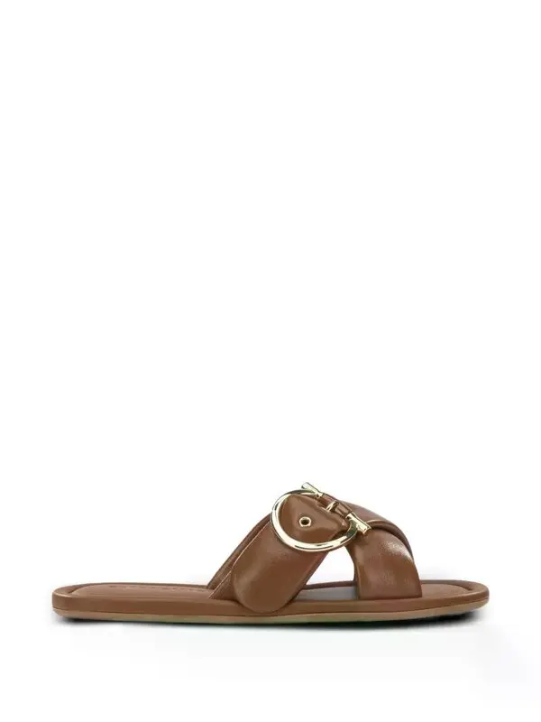 FERRAGAMO Elyzia Buckle-detail Crossover Sandals - Brown