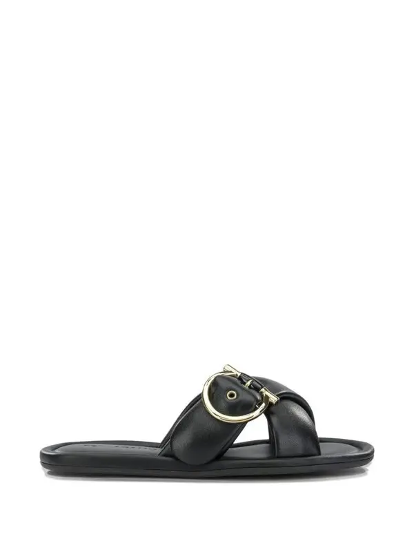 FERRAGAMO Gancini Flat Sandals - Black