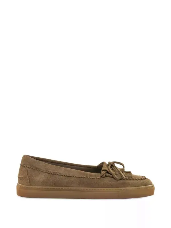 SUMMERY COPENHAGEN Fringed Suede Loafers - Brown